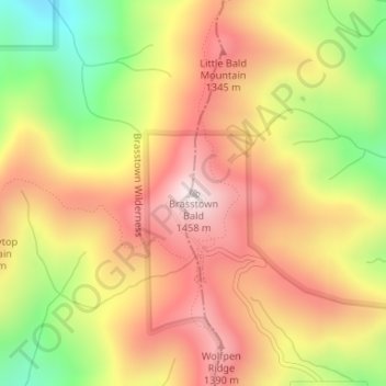 Brasstown Bald topographic map, elevation, terrain