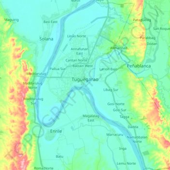 Tuguegarao topographic map, elevation, terrain