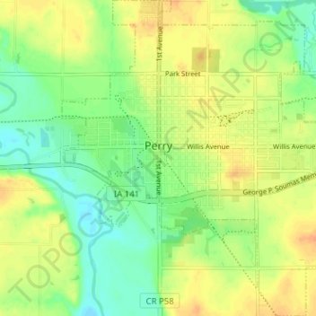 Perry topographic map, elevation, terrain
