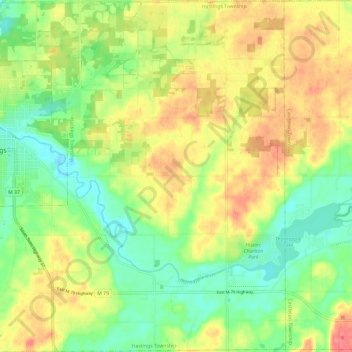 Hastings Township topographic map, elevation, terrain