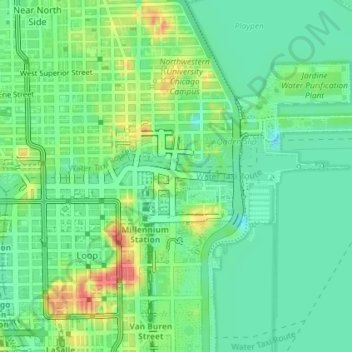 Chicago River topographic map, elevation, terrain
