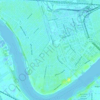 Harahan topographic map, elevation, terrain