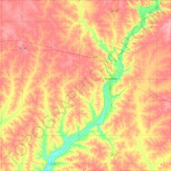 Cherokee County topographic map, elevation, terrain