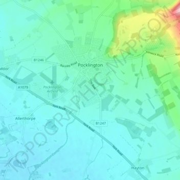Pocklington topographic map, elevation, terrain