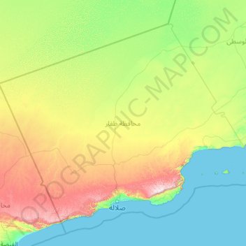Dhofar Governorate topographic map, elevation, terrain