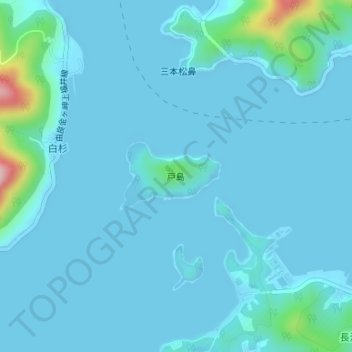Toshima Island topographic map, elevation, terrain