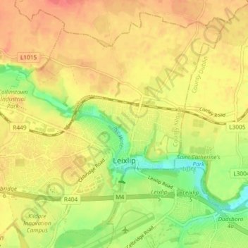Leixlip Electoral Division topographic map, elevation, relief