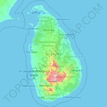 Elevation Map Of Sri Lanka - United States Map